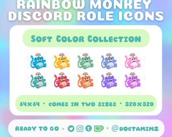 Discord Role Icons | Set of 14 Rainbow Monkeys, Acid Colors Collection ...