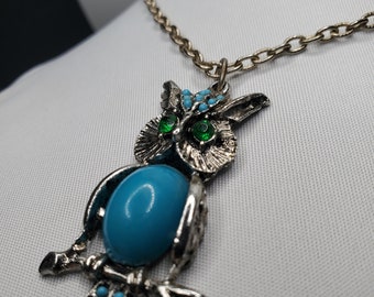 Gold Owl Necklace, Turquoise Owl Necklace, Gold Owl, Turquoise Owl, Owl ...