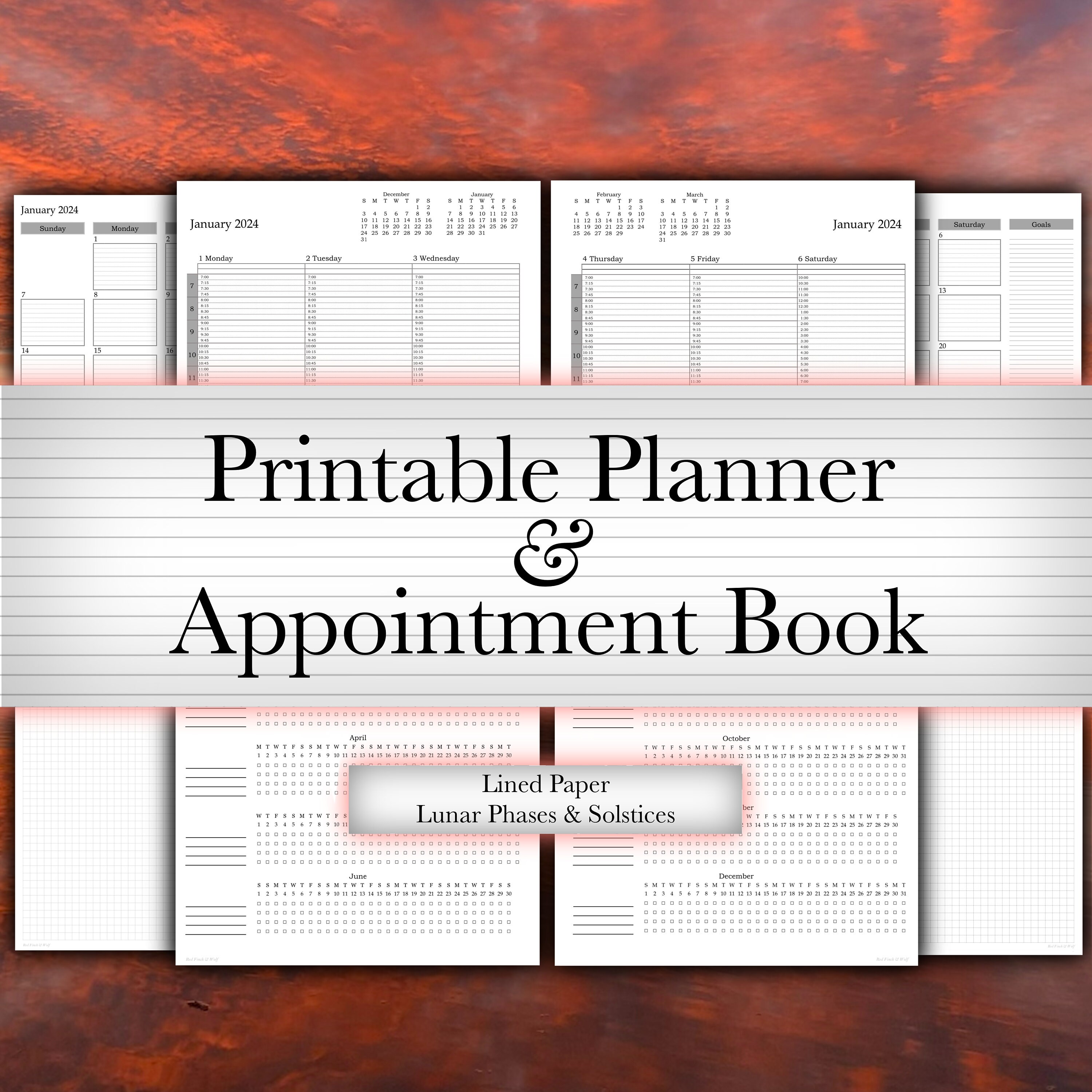 2024 Printable Planner Appointment Book | Calendar, to Do, Monthly ...