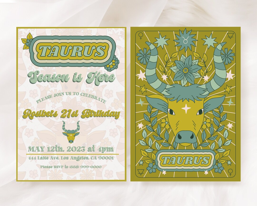 Groovy Taurus Season Birthday Digital Invitation Text Invite - Etsy