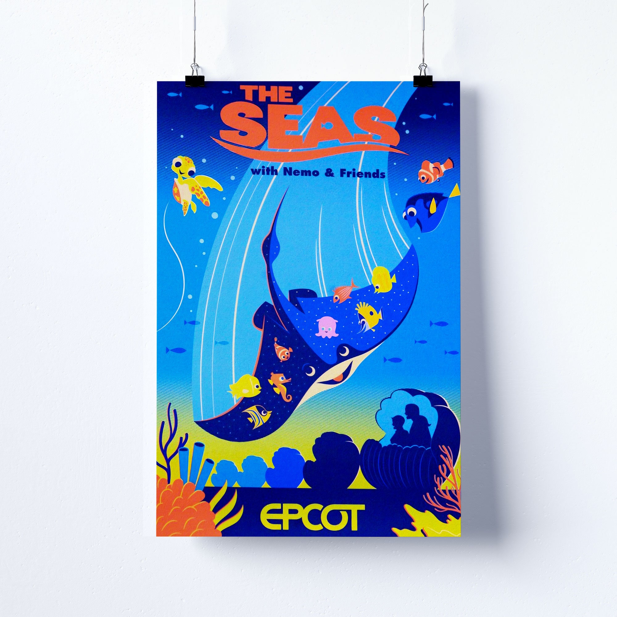 The Seas with Nemo and Friends Vintage Epcot Poster sold by Gilas Girl ...