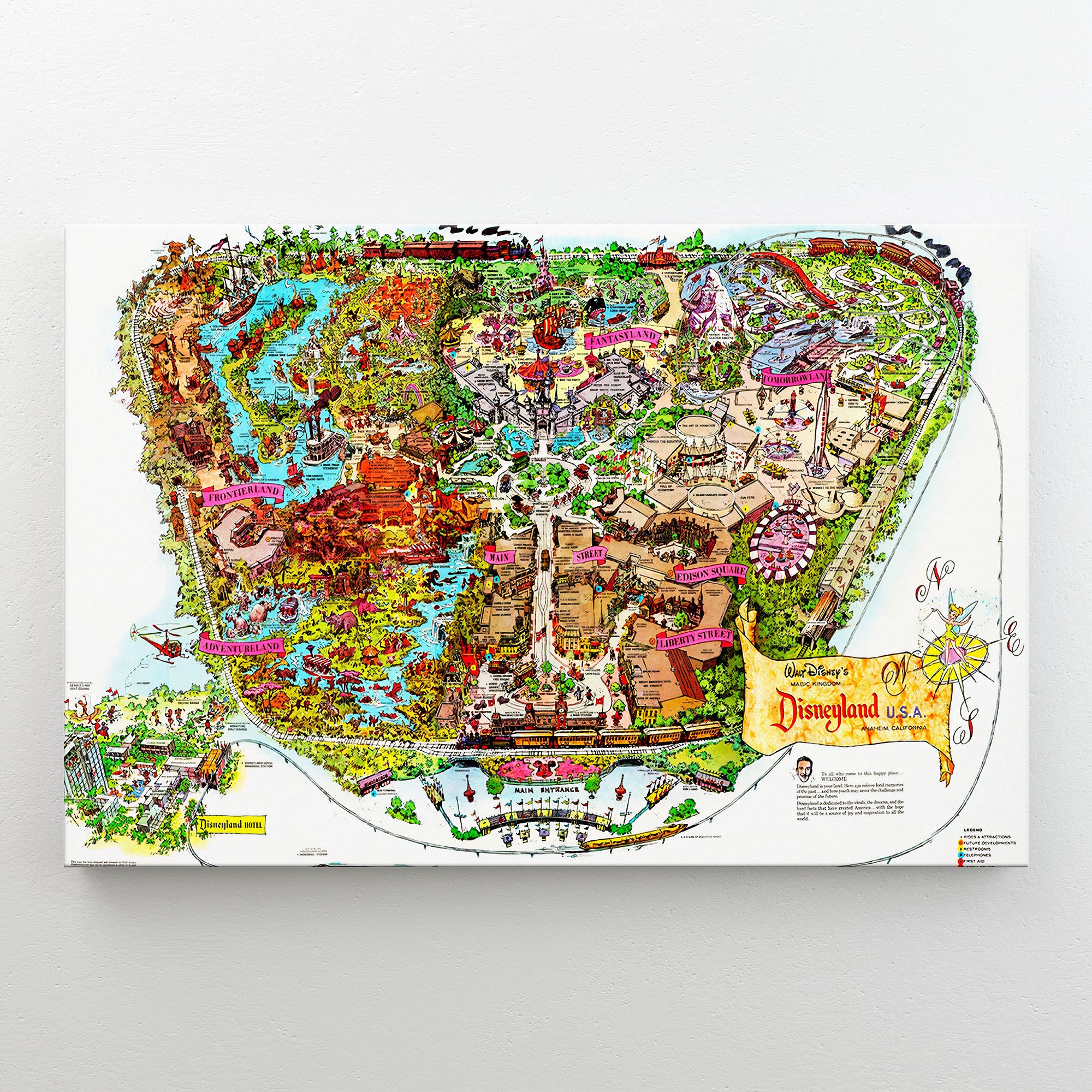 Disneyland Map Disney Park Poster Map Park Poster Map - Etsy