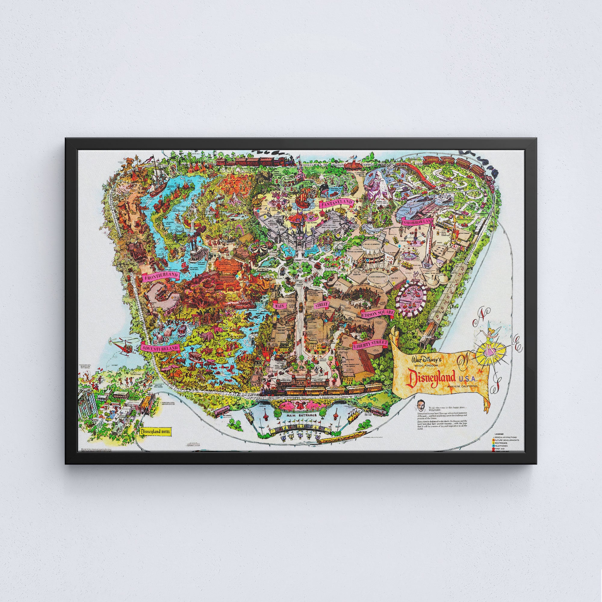 Disneyland Map Disney Park Poster Map Park Poster Map - Etsy