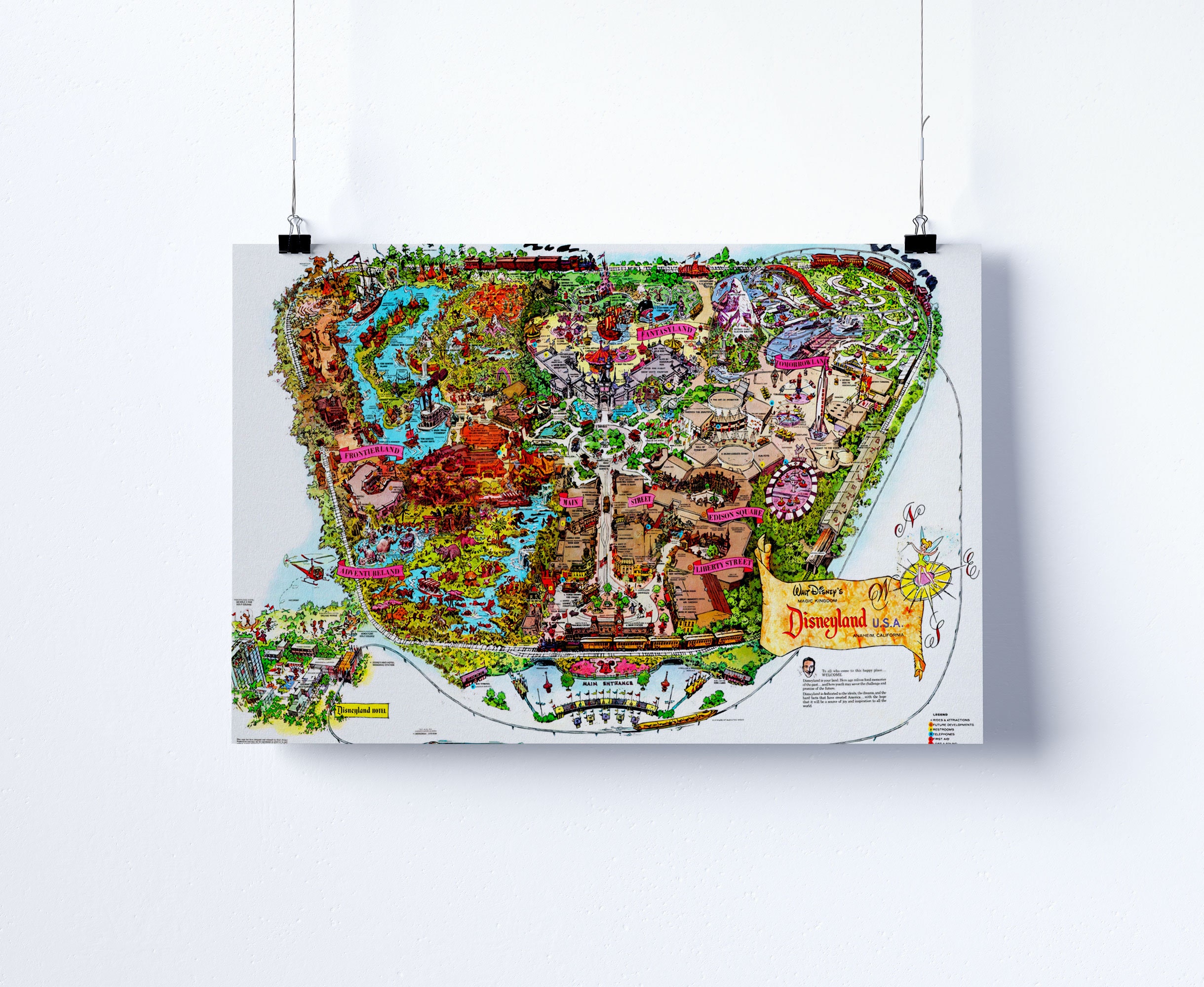 Disneyland Map Disney Park Poster Map Park Poster Map - Etsy
