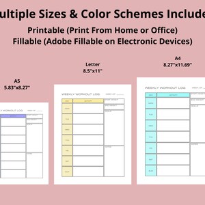 Weekly Workout Planner - Printable & PDF Fillable/use as a Printable or ...