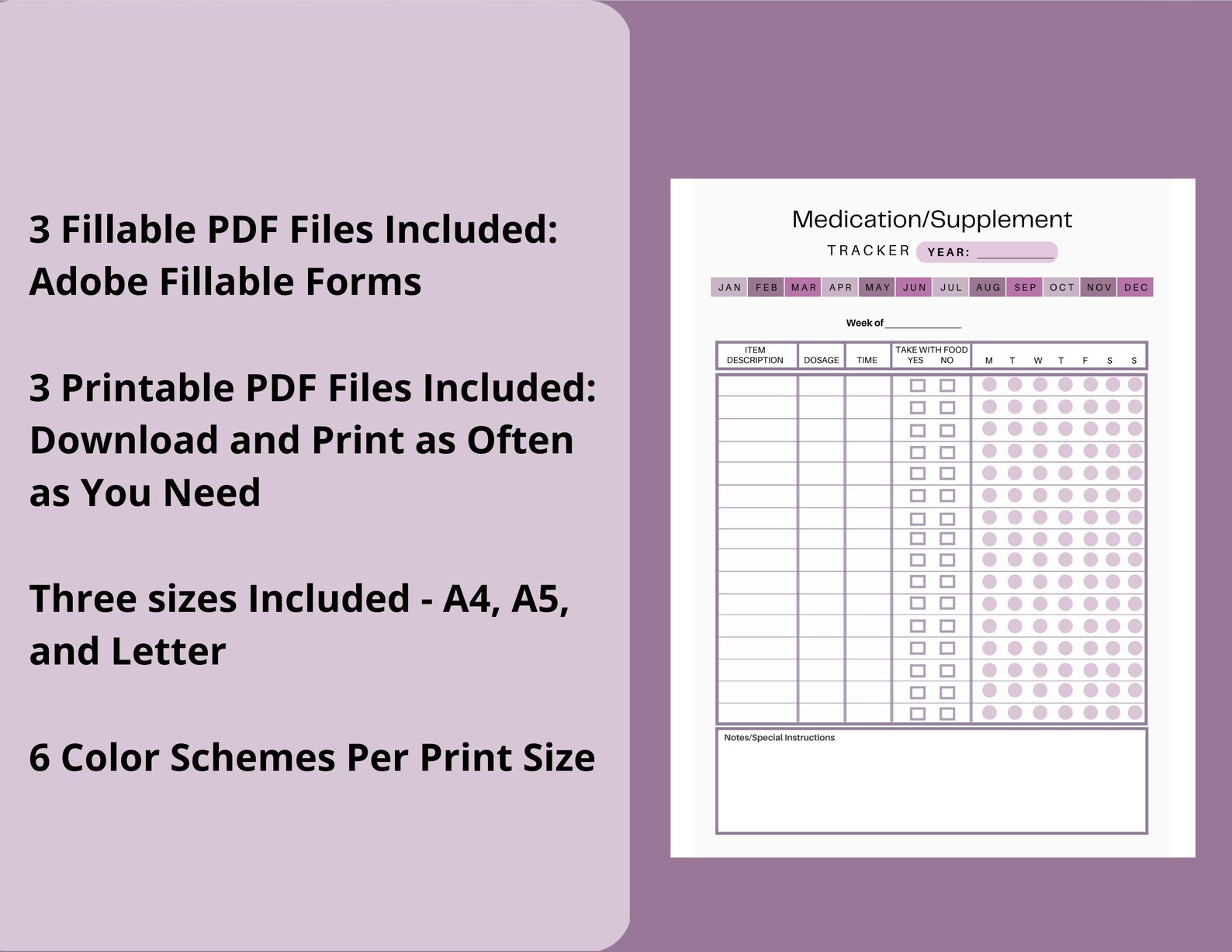 Medication Tracker - Printable and PDF Fillable/use as Weekly and Daily ...