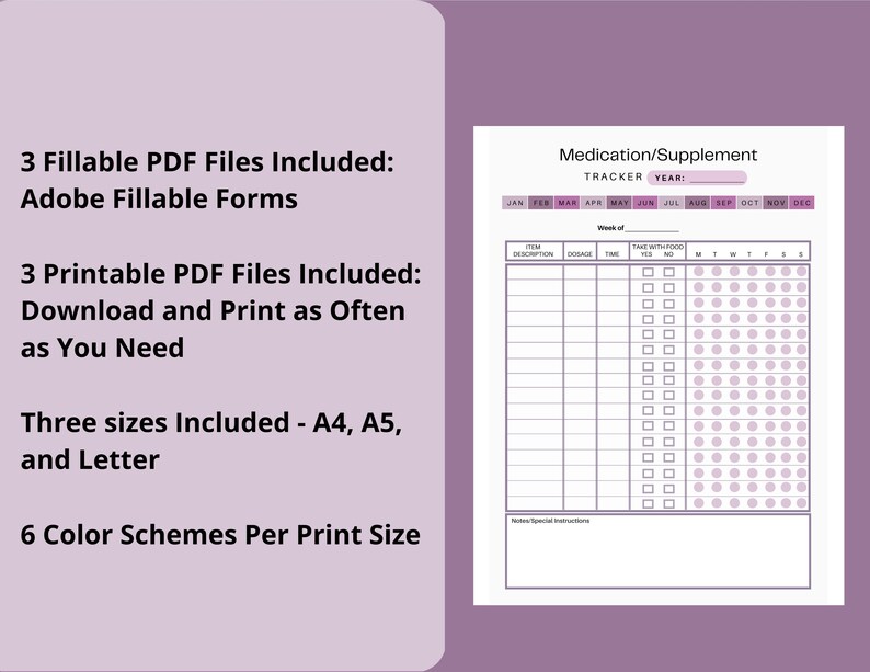 Medication Tracker - Printable and PDF Fillable/use as Weekly and Daily ...