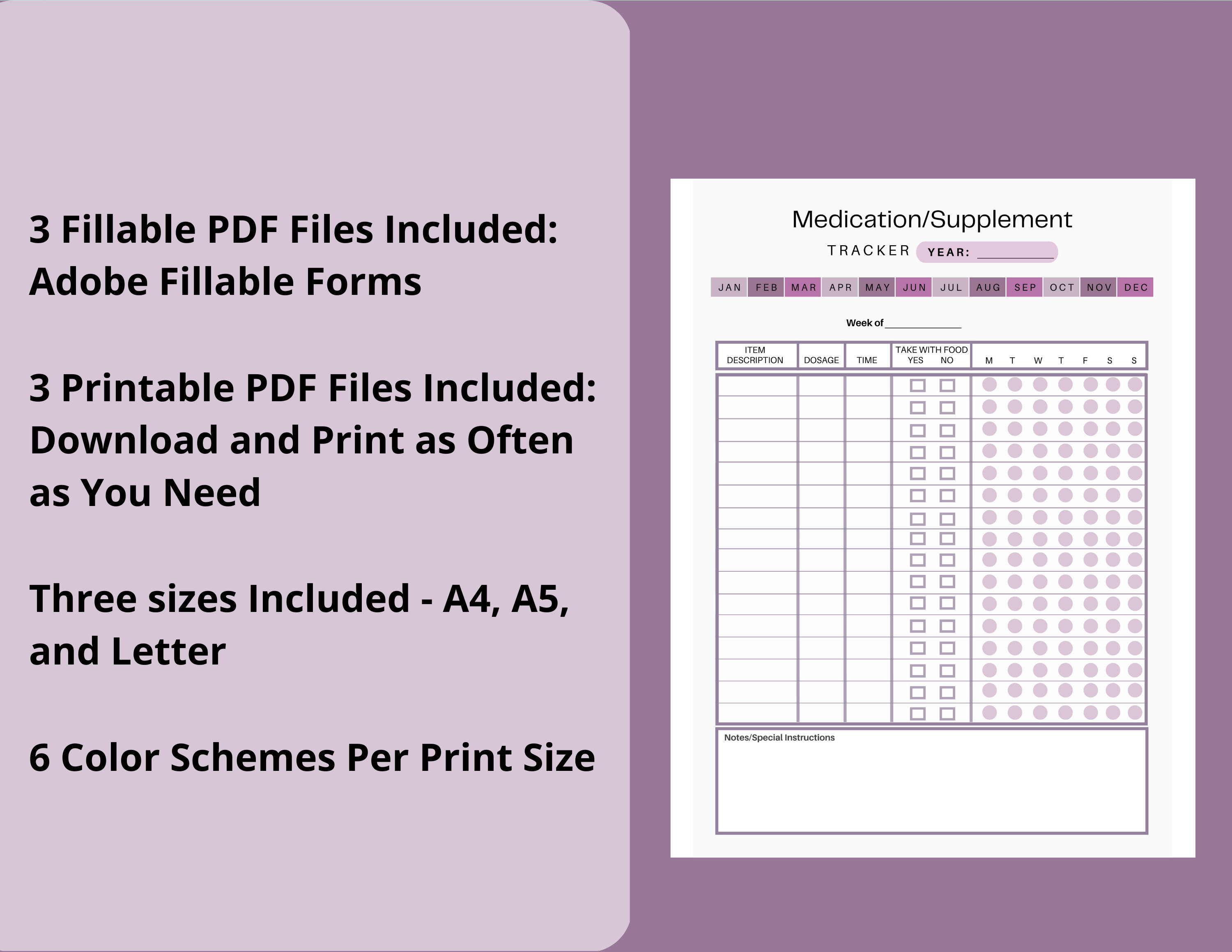 Medication Tracker - Printable and PDF Fillable/use as Weekly and Daily ...