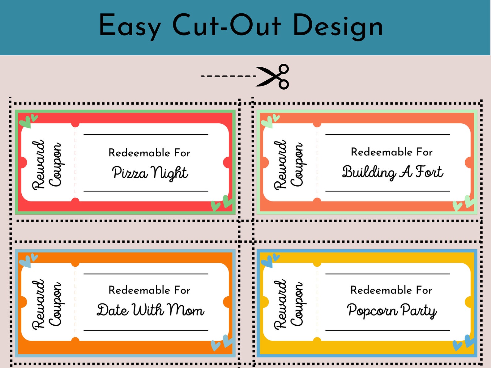 Kid's Reward Coupons - Printable & Canva Customizable/use as Love ...