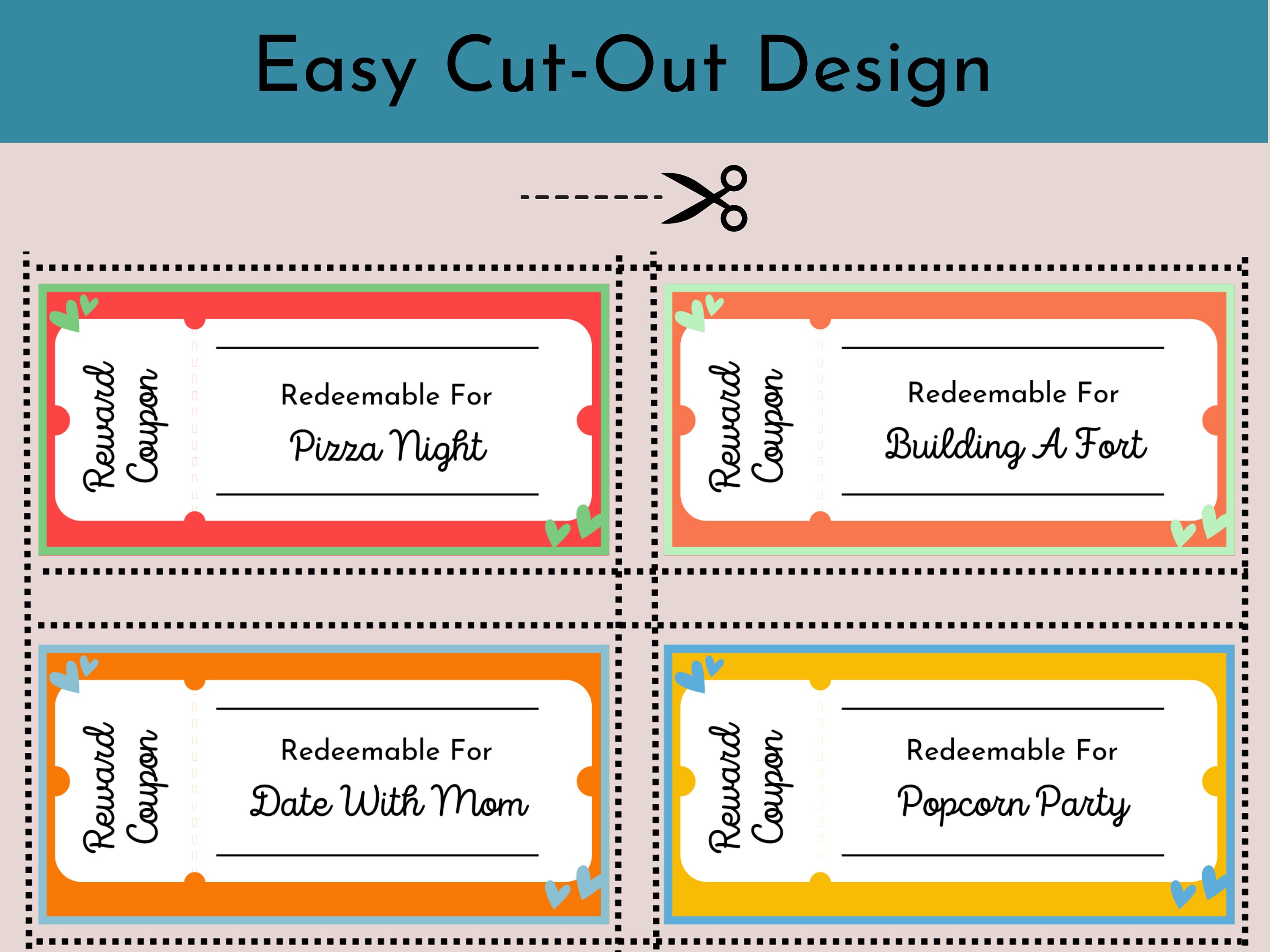 Kid's Reward Coupons - Printable & Canva Customizable/use as Love ...