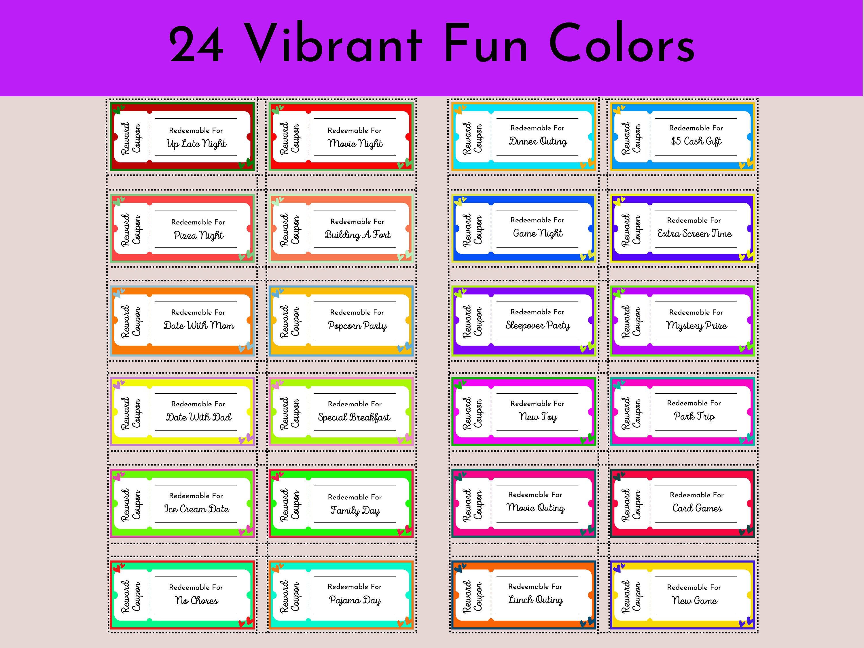 Kid's Reward Coupons - Printable & Canva Customizable/use as Love ...