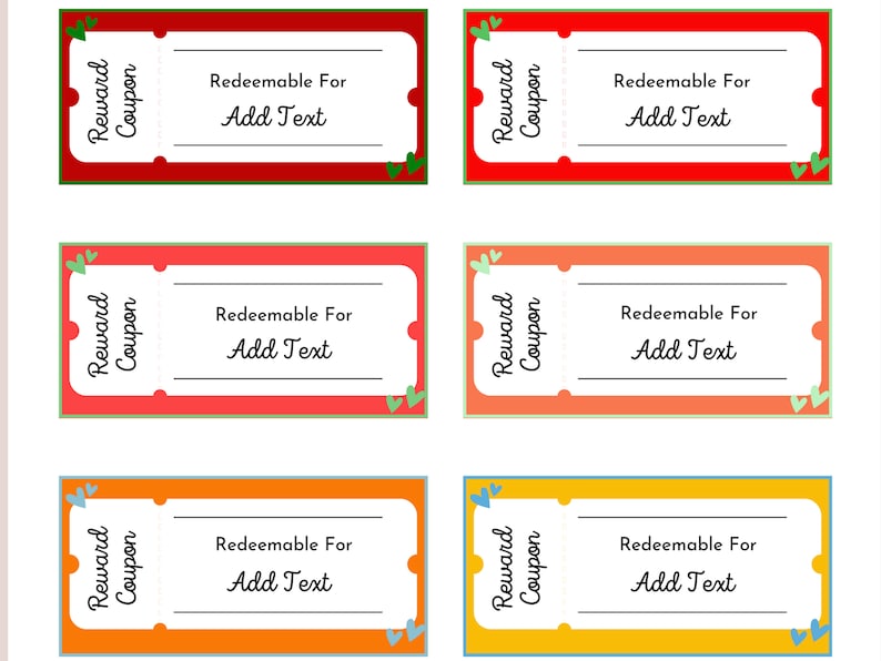 Kid's Reward Coupons - Printable & Canva Customizable/use as Love ...