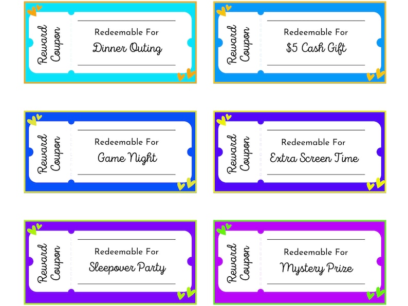 Kid's Reward Coupons - Printable & Canva Customizable/use as Love ...