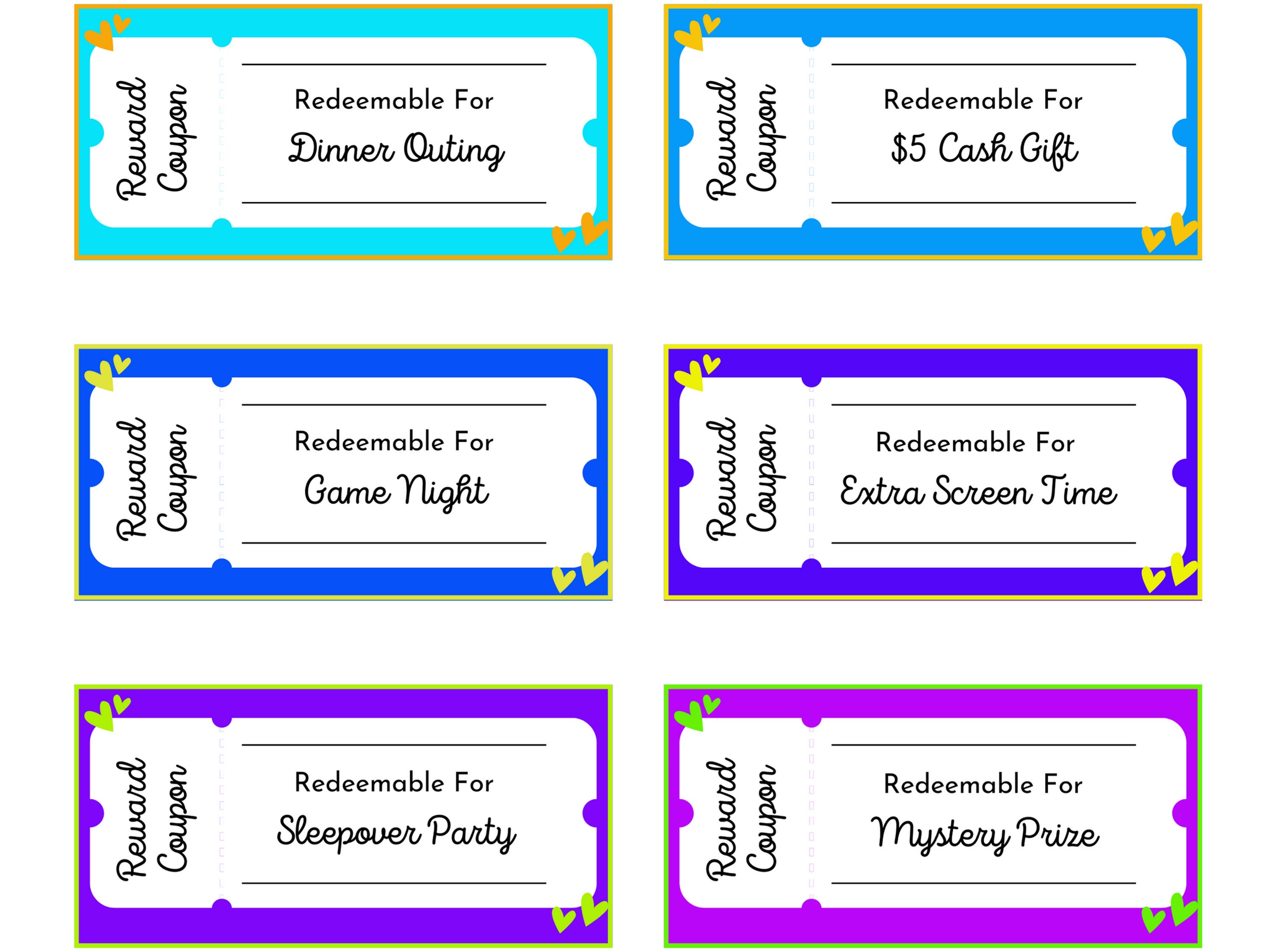 Kid's Reward Coupons - Printable & Canva Customizable/use as Love ...