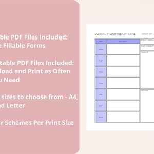 Weekly Workout Planner - Printable & PDF Fillable/use as a Printable or ...
