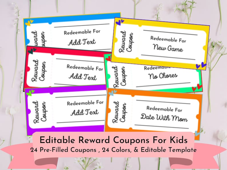 Kid&#039;s Reward Coupons - Printable &amp; Canva Customizable/use as Love ...