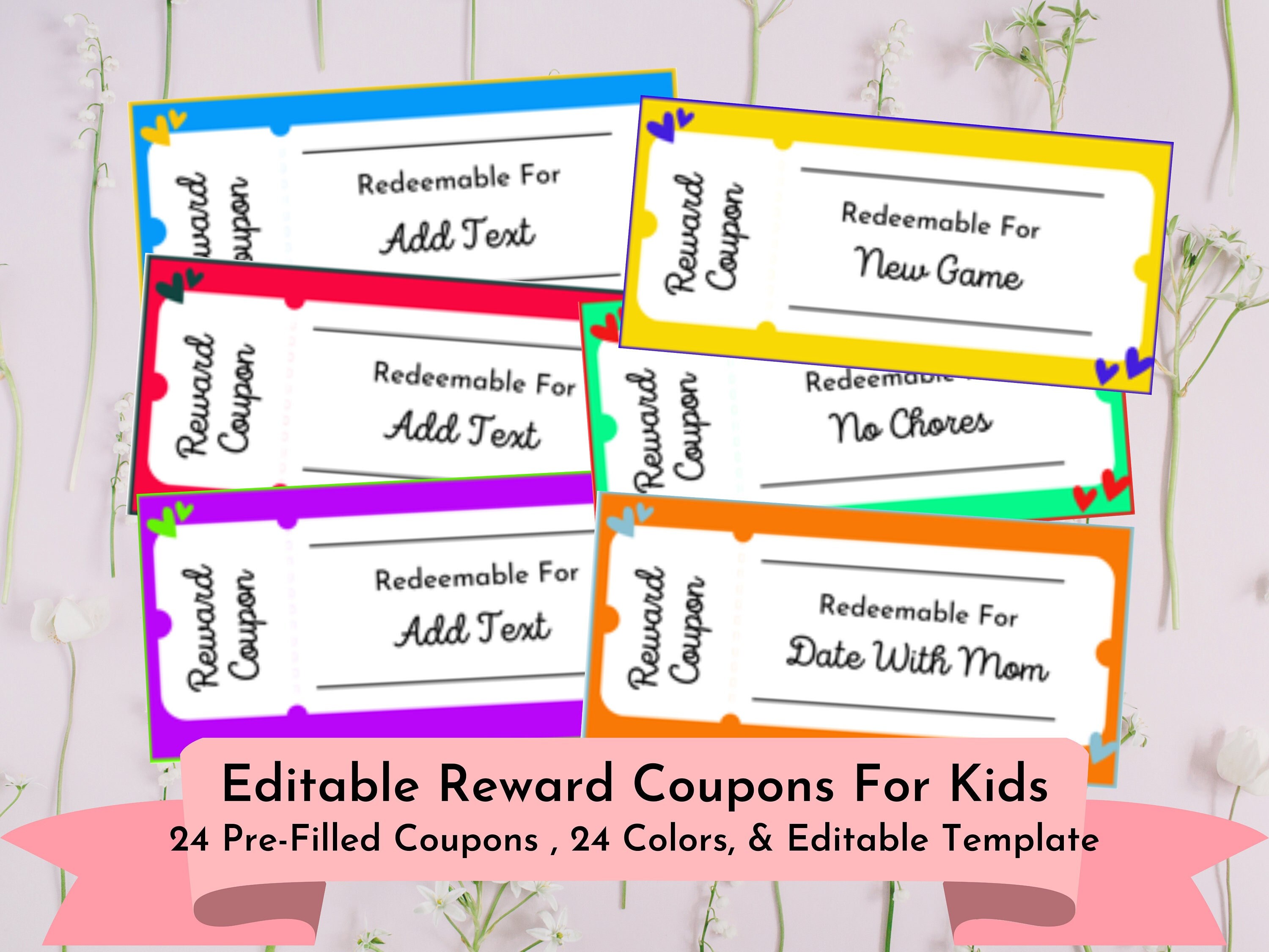 Kid's Reward Coupons - Printable & Canva Customizable/use as Love ...