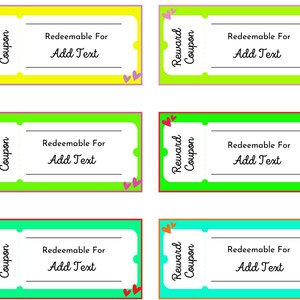 Kid's Reward Coupons Printable & Canva Customizable/use - Etsy
