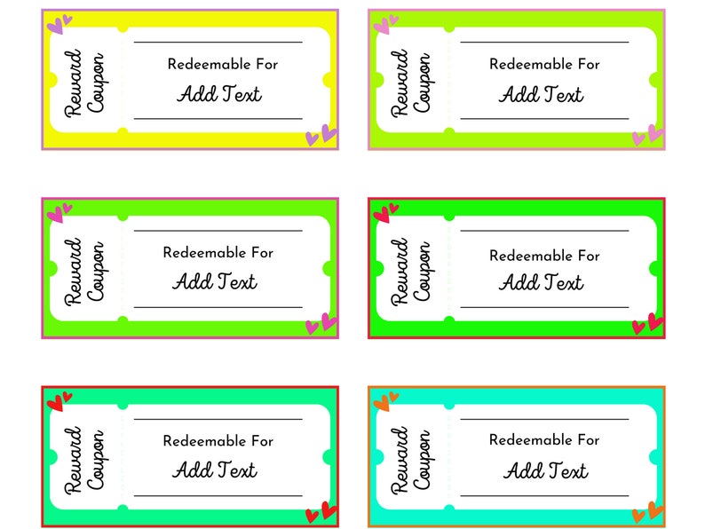 Kid's Reward Coupons - Printable & Canva Customizable/use as Love ...