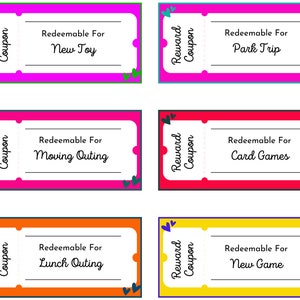 Kid's Reward Coupons - Printable & Canva Customizable/use as Love ...