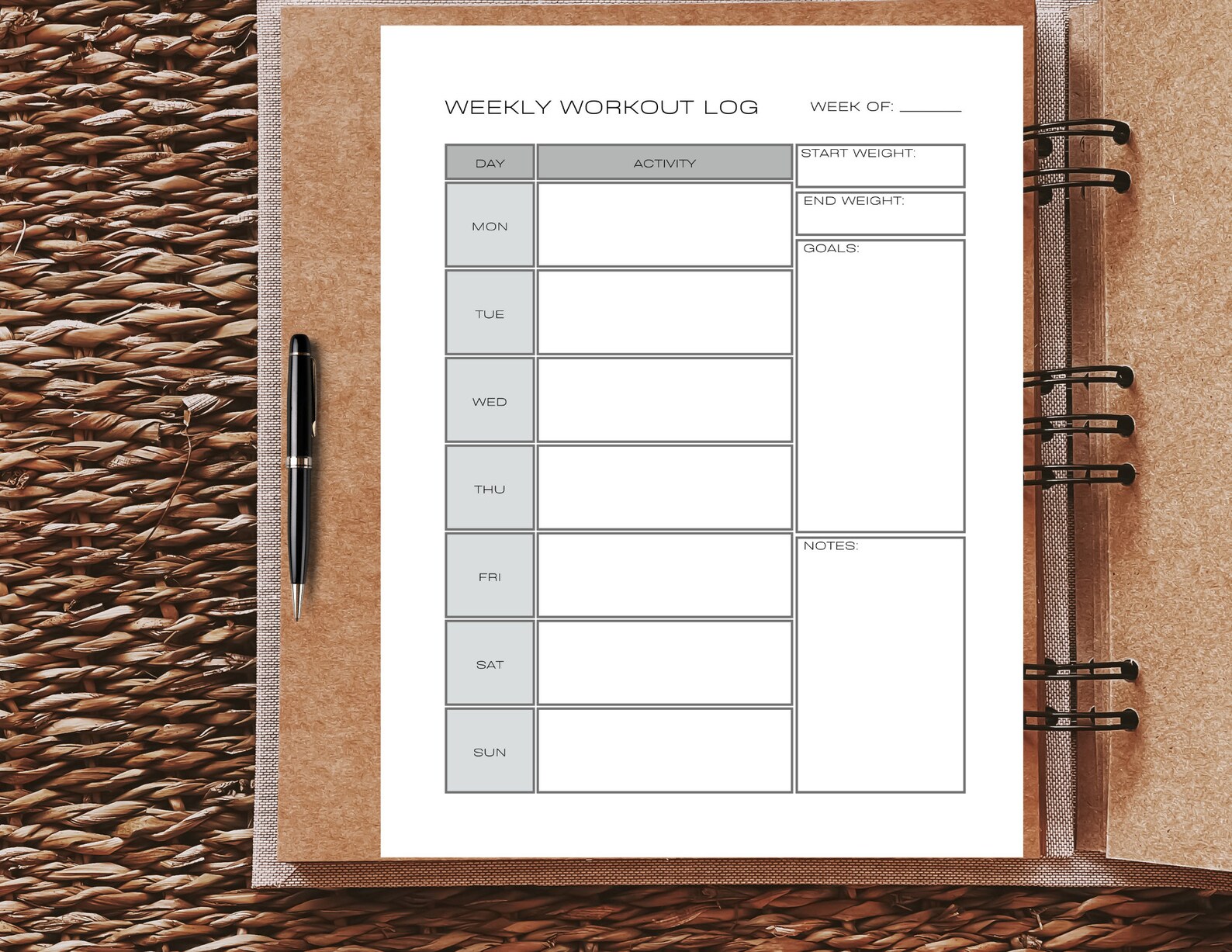 Weekly Workout Planner - Printable & PDF Fillable/use as a Printable or ...