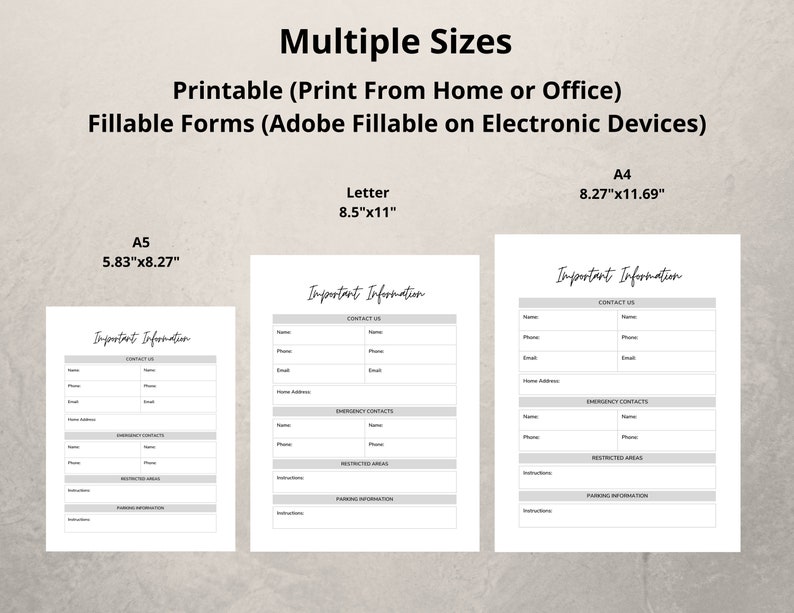 Pet and House-sitting Forms (printable and PDF Fillable)/great as House ...
