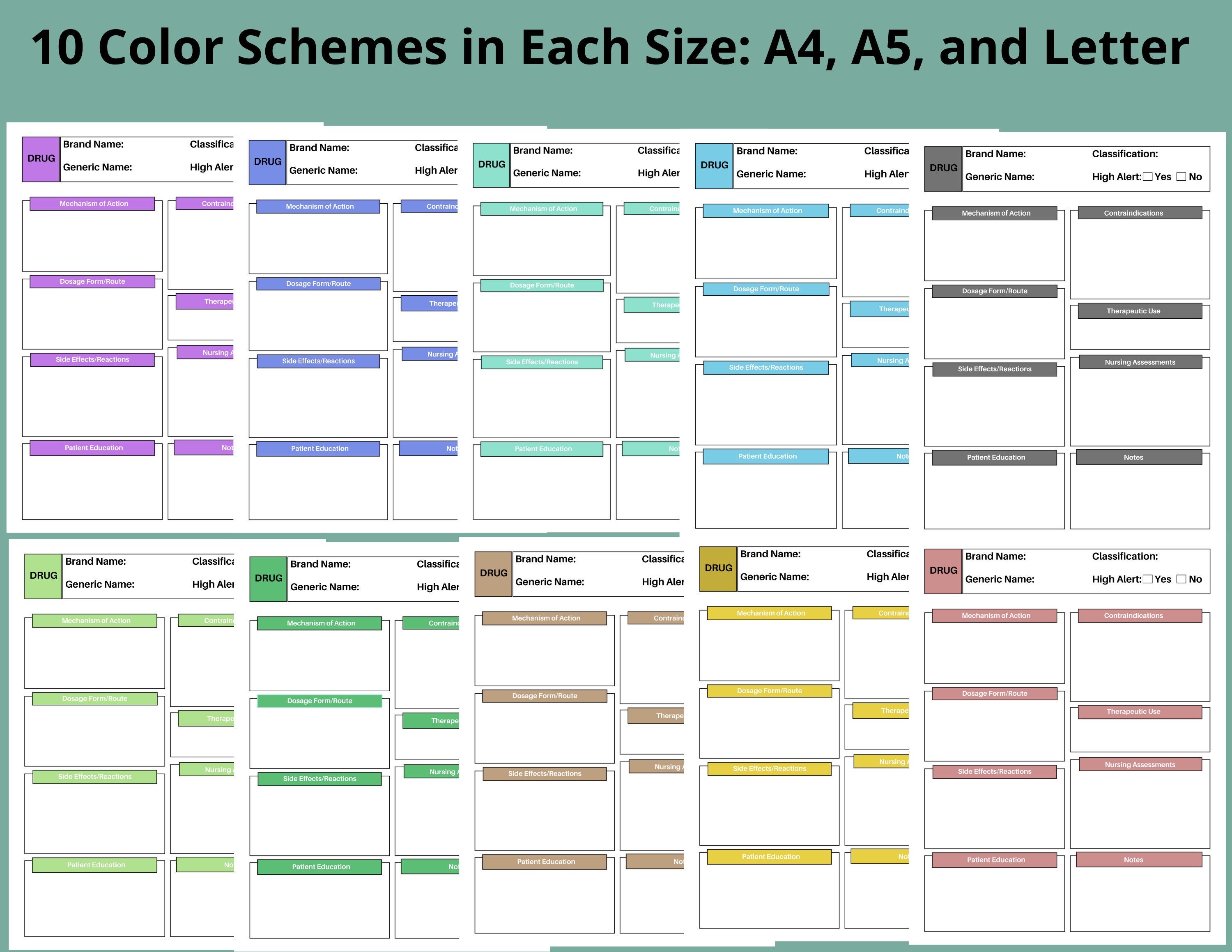 Med-surg Nursing Study Guide Templates Printable and PDF Fillable/use ...