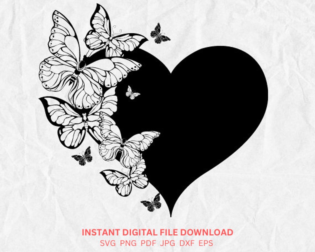Butterfly Svg Heart Svg Heart Png Butterfly Png Heart Shape Png Files ...