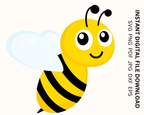 Bee SVG Cute Bee Svg Bumble Bee Svg Honeybee Png Yellow Vector Cricut ...