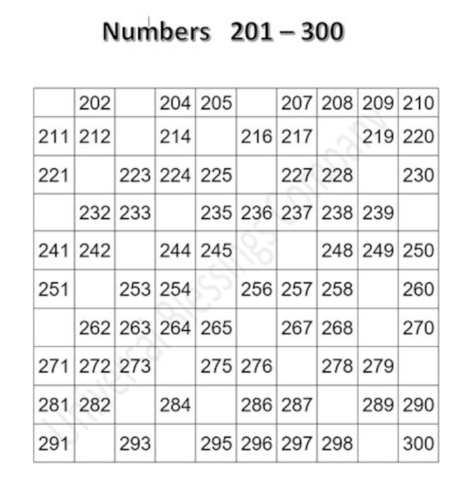 Printable Number Charts Missing Numbers 1-1000 10 Pages math Worksheets ...