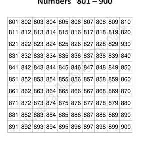 Printable Number Charts Counting Numbers 1-1000 10 Pages -math ...