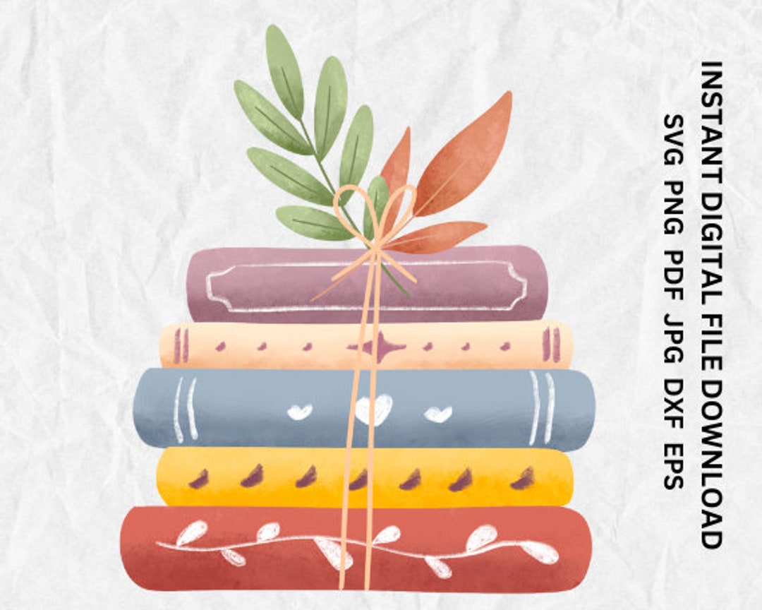 Book Stack Svg Tied Book Svg Books Clipart Books Svg School Svg College ...