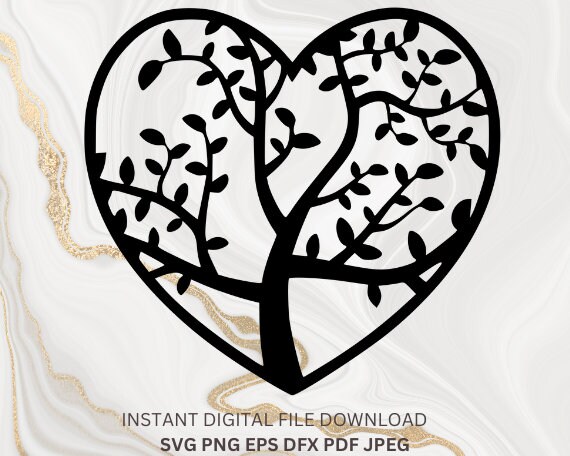 Tree Svg Heart Tree Svg Heart Png Tree of Life Svg Heart Silhouette ...