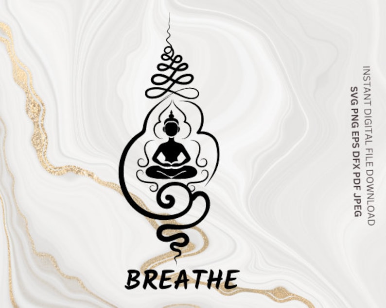 Atmen svg png Unalome svg Buddha png Buddha svg Silhouette Sanskrit ...