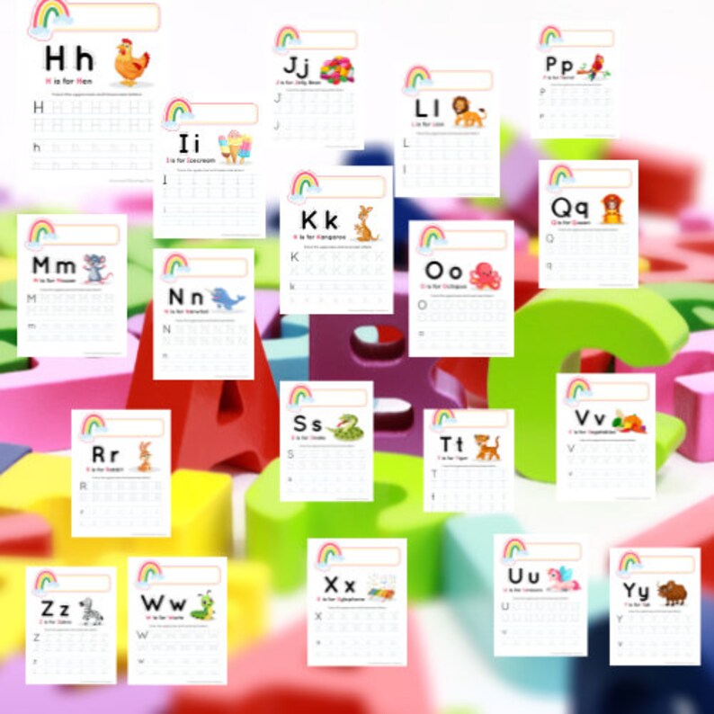 26 Alphabet Tracing Worksheets-alphabet Worksheets Upper & Lowercase ...