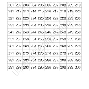 Printable Number Charts Counting Numbers 1-1000 10 Pages -math ...