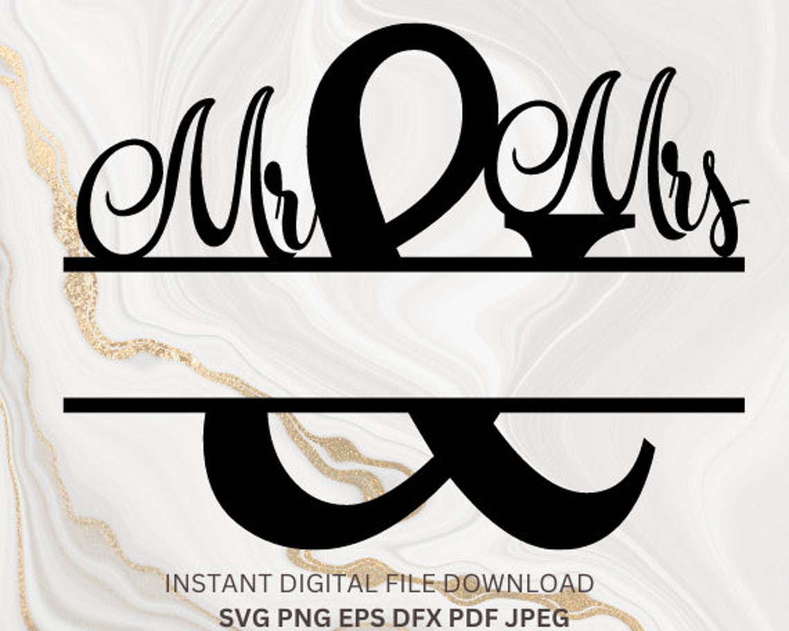 Mr & Mrs Monogram Png Split Monogram SVG PNG Alphabet Svg Initials Png ...