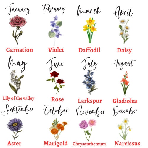 Custom Personalized Birth Month Flowers Gift Birth Month - Etsy