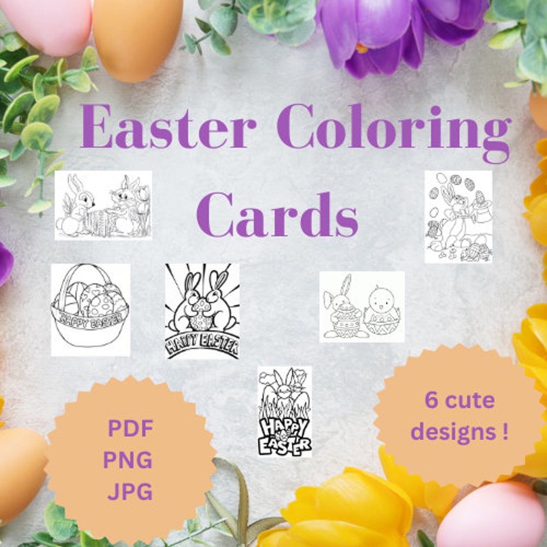 Printable Easter Coloring Cards Easter Coloring Pages Easter Activity ...