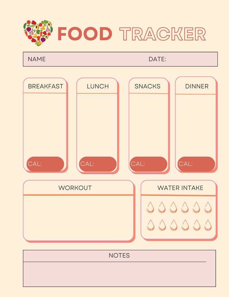 Food Tracker-digital Planner - Food Log-calorie Tracker-meal Tracker ...