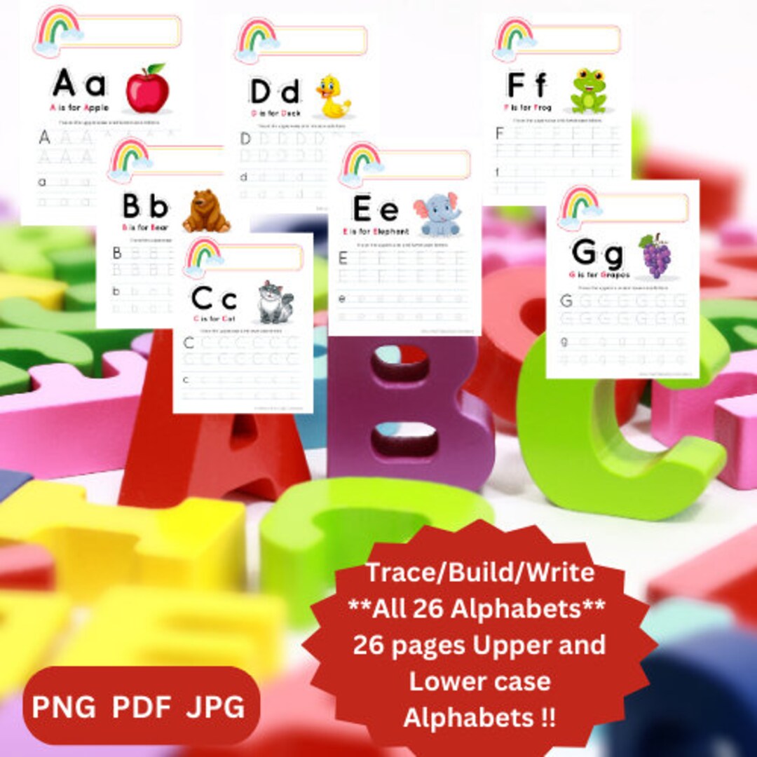 26 Alphabet Tracing Worksheets-alphabet Worksheets- Upper & Lowercase ...