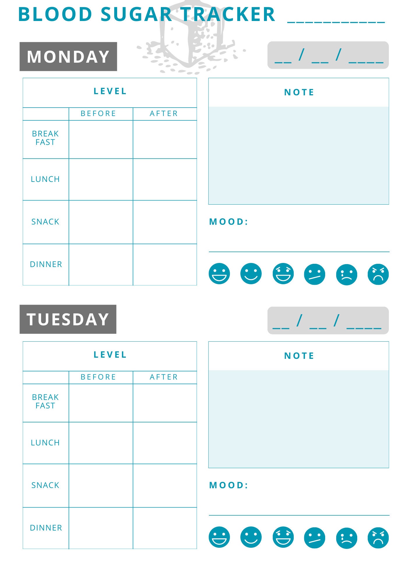 Blood Sugar Tracker Digital Planner Diabetes Tracker blood Sugar ...