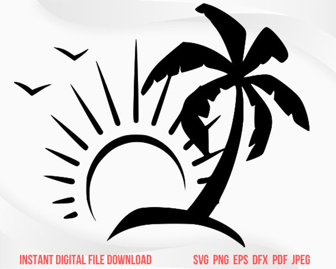 Palm Tree Svg Sun Svg Birds Svg Summer Vibe Svg Nature Svg Png Palm ...