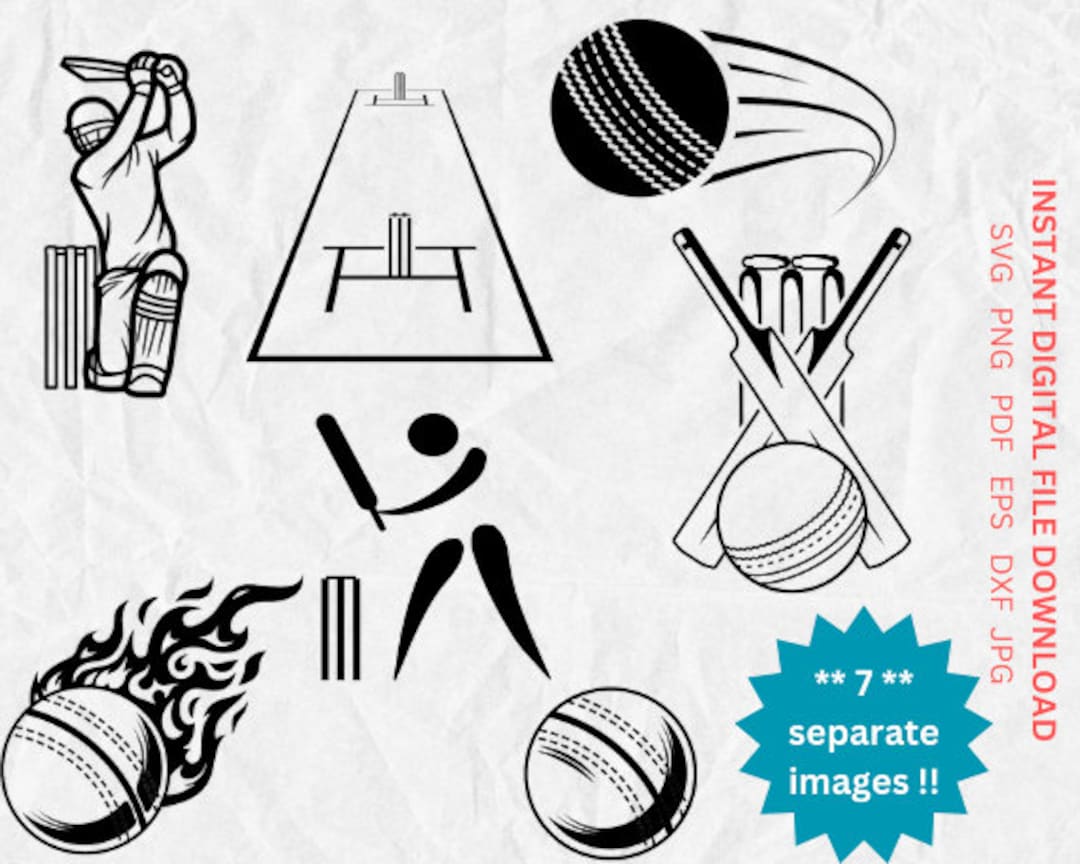 Cricket Svg Bundle Svg Cricket Ball Bat Stumps Vector Silhouette Motion ...