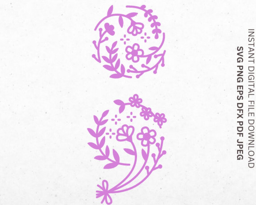 Semicolon Svg Floral Png Svg Project Suicide Prevention Png Mental ...