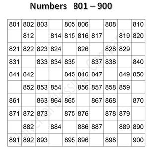 Printable Number Charts Missing Numbers 1-1000 10 Pages -math ...