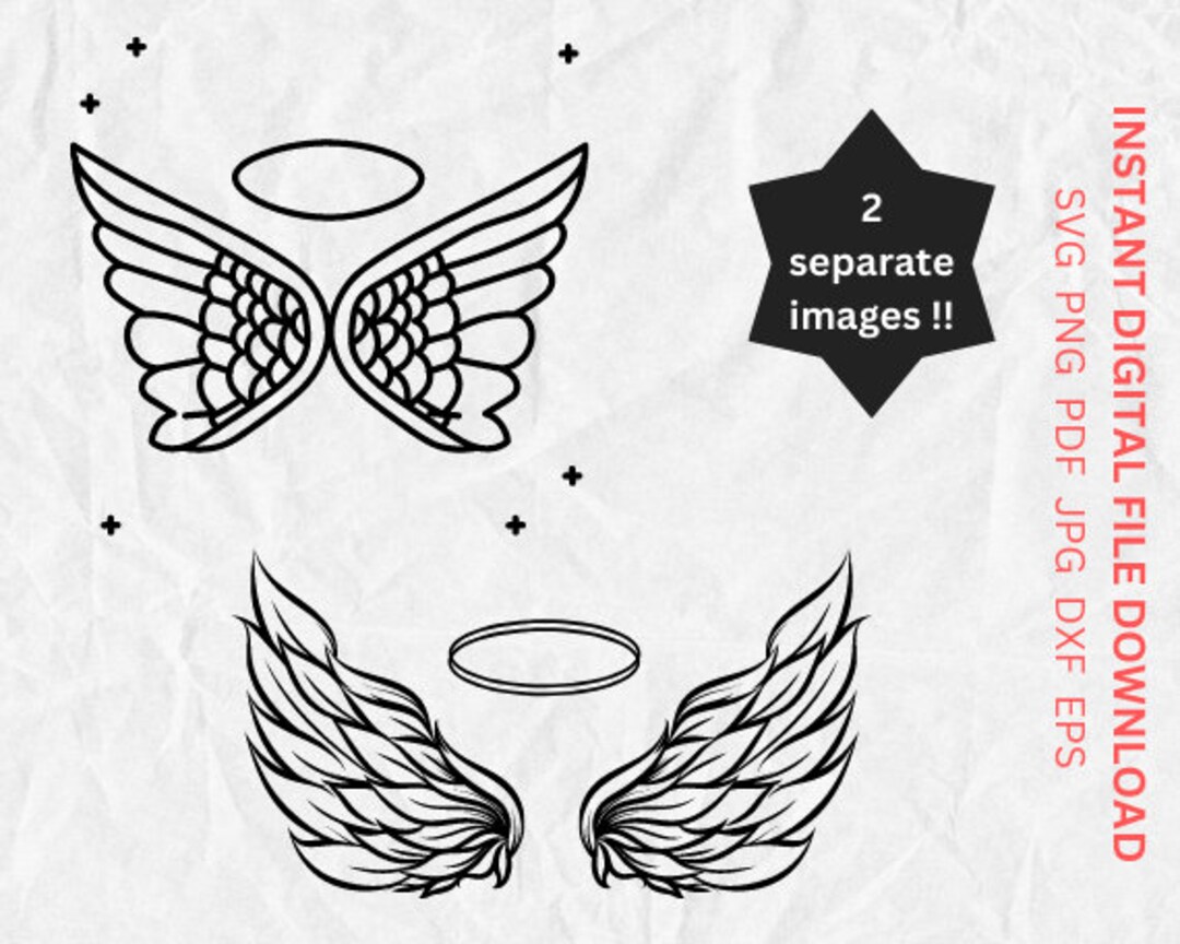 Angel Wings SVG Angel Files for Cricut Halo Wing Vector Angel Svg Halo ...