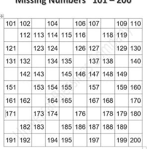 Printable Number Charts Missing Numbers 1-1000 10 Pages -math Worksheets/practice Sheets/charts ...