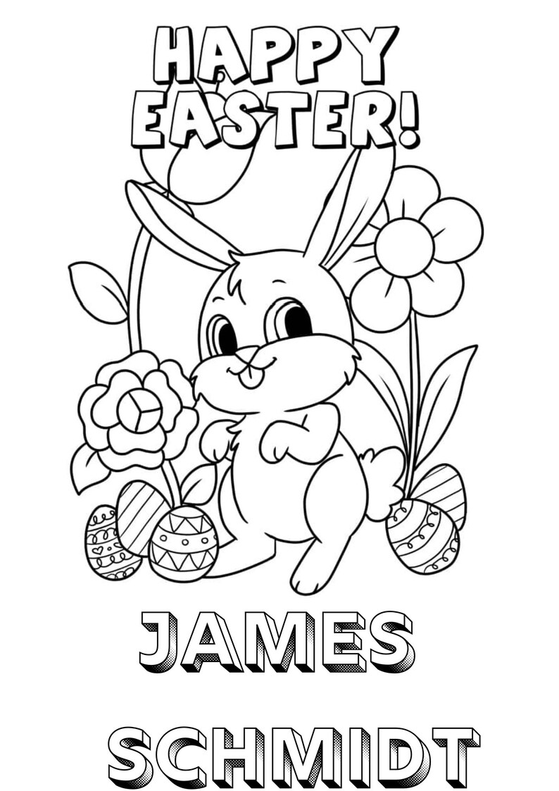 Custom Easter Coloring Page - Printable - Personalized Coloring Page ...