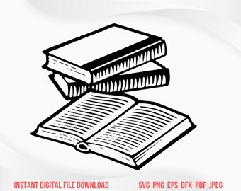 Book Stack Svg Tied Book Svg Books Clipart Books Svg School Svg College ...